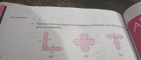 11 Split The Following Shapes Into Rectangles And Find Their Areas The