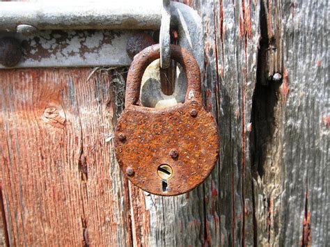 Decline No People Red Close Up Rust Padlock Metal Rust