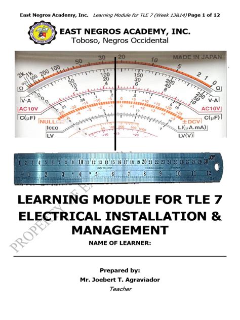Tle 7 Week 13and14 1 Pdf Foot Unit Electric Current