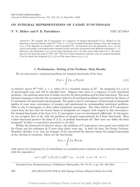 On Integral Representation Of Γ Limit Functionals