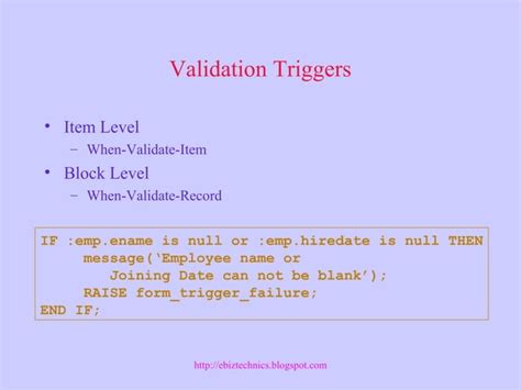 Oracle Forms Validation Triggers PPT