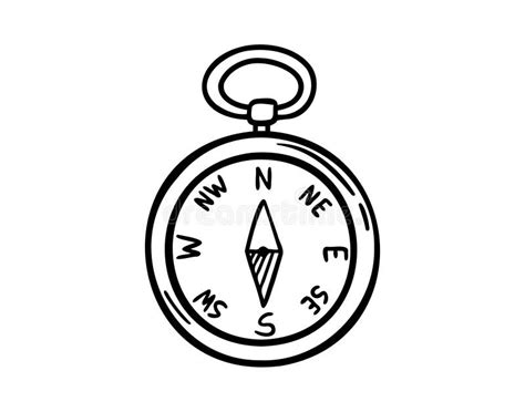 Compass Doodle Hand Drawn Icon Outline Drawing Compass Line Clipart