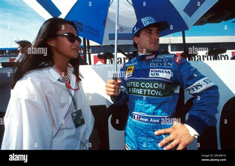 Jean Alesi Fra Benetton B197 7th Place On The Grid With His Girlfriend Kumiko Goto Formula