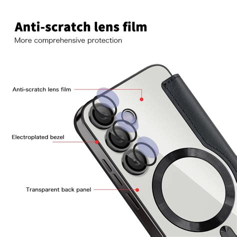 For Samsung Galaxy S FE G Shield MagSafe RFID Anti Theft Rhombus Leather Phone Case Black