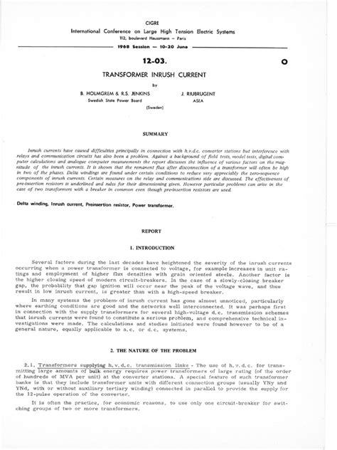 12 03 1968 Transformer Inrush Current Pdf