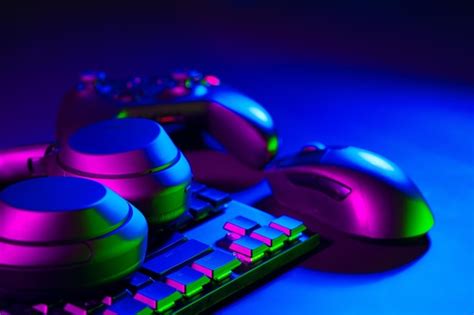 Premium Photo Headphones Computer Mouse And Keyboard On Black Background