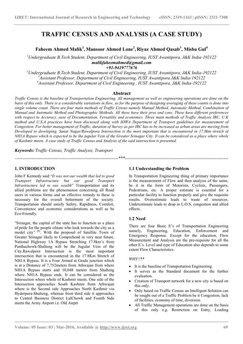 Pdf Traffic Census And Analysis A Case Study