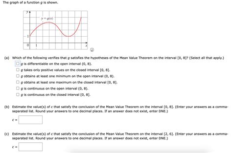 Solved The Graph Of A Function G Is Shown A Which Of The Chegg