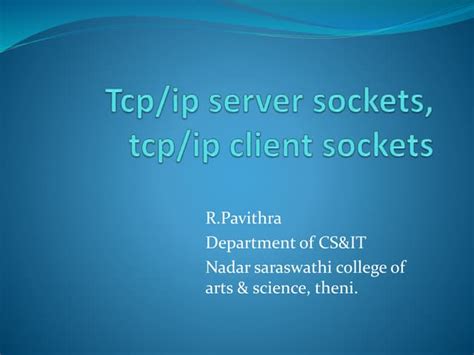 Tcpip Server Sockets Pptx