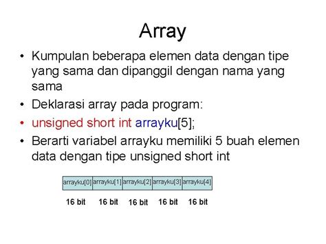 array dan string array kumpulan beberapa elemen data