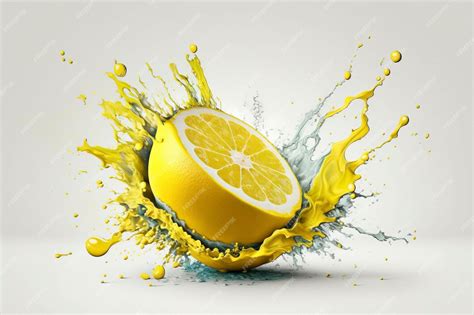 Premium Photo | Lemon exploding on a white background ai technology generated image