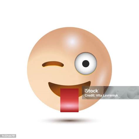 미친 혀가 윙윙 거리는 눈을 내밀었다 3d 양식화된 벡터 아이콘입니다 이모티콘 흰색 배경에 고립되어 있습니다 벡터 이모티콘 인터페이스용 Brand Name Online