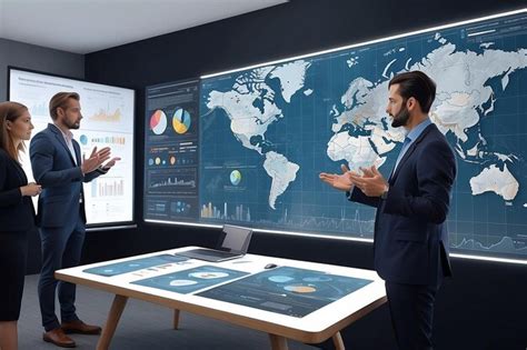 person explaining infographics raster presentation on board with info