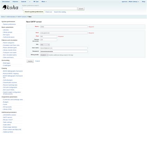 Configure Email In Koha Using In Built SMTP Module LIBTECHNOPHILE