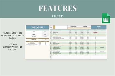 Task Planner Google Sheets Digital Planner Template Digital Smart Task List Etsy