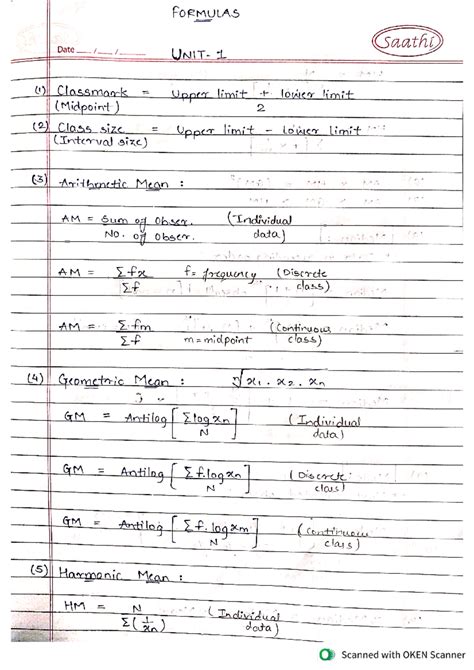 Unit Formulas Biostatistics Final Year Bpharm Studocu