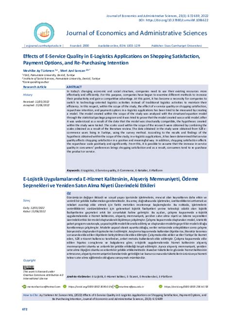 Pdf Effects Of E Service Quality In E Logistics Applications On Shopping Satisfaction Payment