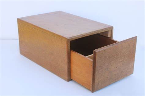 Mid Century Vintage Oak Card File Drawer Industrial Style Card Catalog Index Storage Cabinet