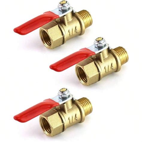 Ball 3 Pcs 14 Heavy Duty Brass Ball Shut Off Switch 14 Malex Female Npt Thread Pipe