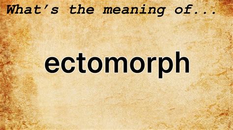 Ectomorph Meaning Definition Of Ectomorph Youtube