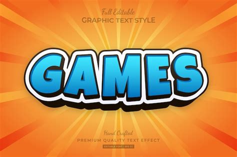 게임 만화 편집 가능한 텍스트 효과 글꼴 스타일 프리미엄 벡터
