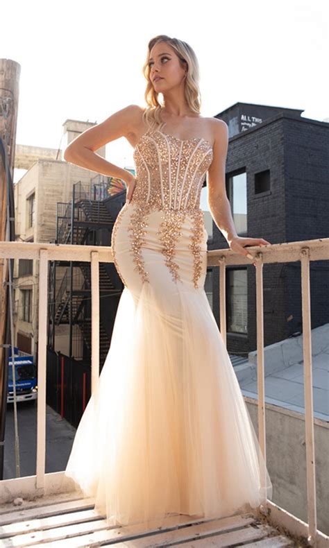 Strapless Sheer Corset Mermaid Prom Dress Promgirl