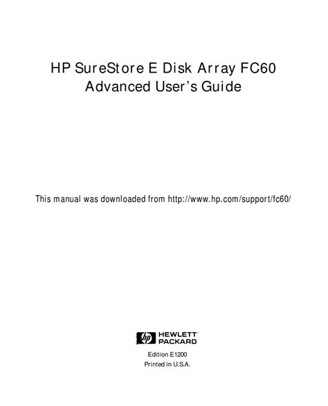 Hp Surestore Disk Array 12h And Fc60 Advanced Users Manual Pdf Download Manualslib