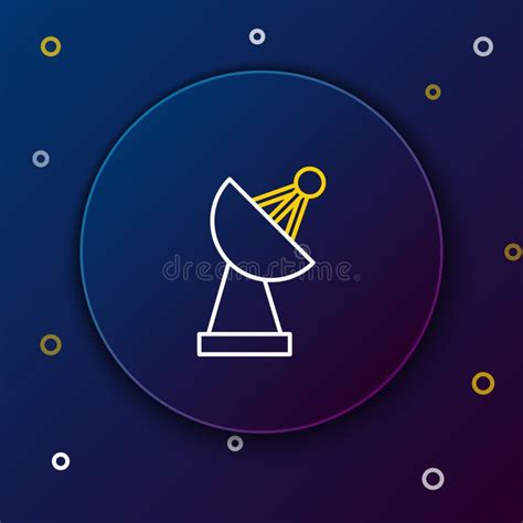 蓝色背景中突显的线雷达图标 搜索系统 卫星标志 彩色轮廓概念 矢量图 向量例证 插画 包括有 线路 计算机 184603637