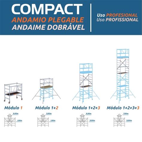 Andamio Plegable Easy Compact MÓdulo 12 75x150 350 M Altura De