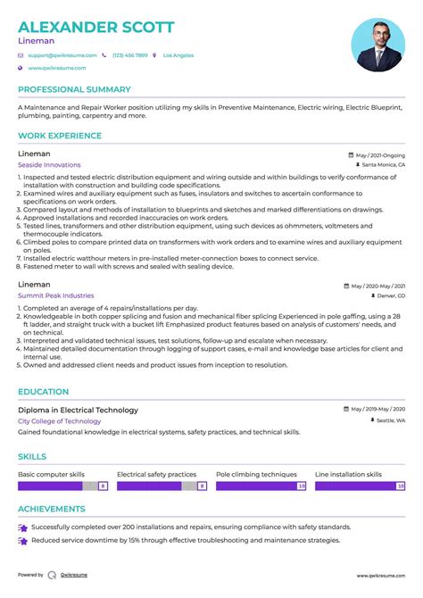 Lineman Resume Template There Is Always A Need For An