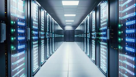 Premium Photo Shot Of Corridor In Working Data Center