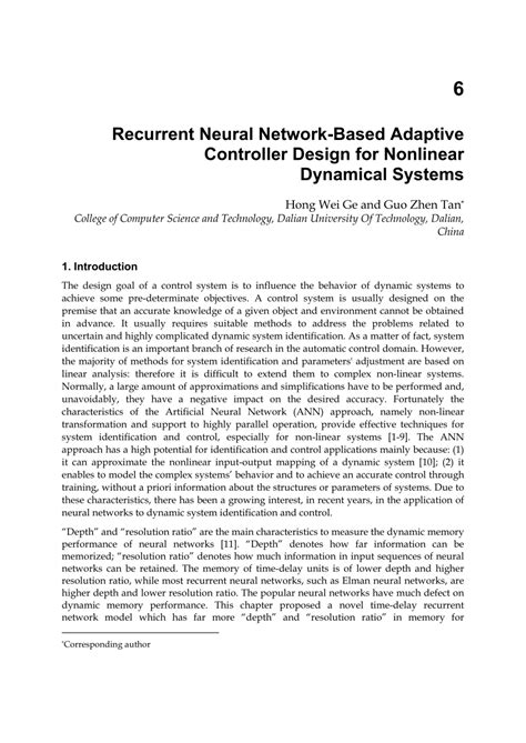 Pdf Recurrent Neural Network Based Adaptive Controller Design For