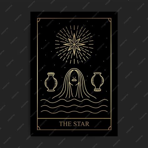 스타 매직 골든 메이저 아르카나 타로 카드 프리미엄 벡터