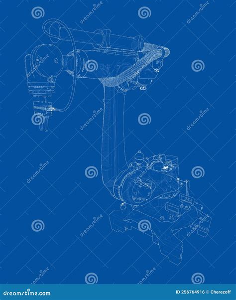 Industrial Robot Manipulator Stock Vector Illustration Of Isolated Blueprint 256764916