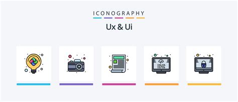 Ux And Ui Line Filled 5 Icon Pack Including Wheel Color Chart Diamond Quality Creative