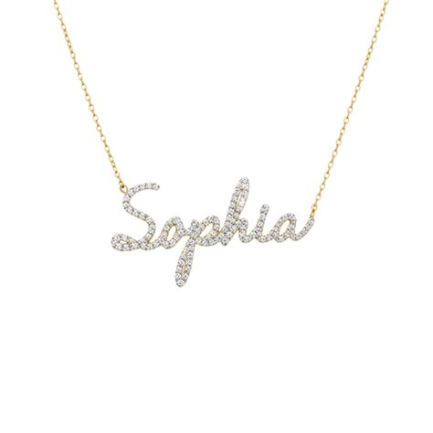 14k Gold Diamond Pave Nameplate Necklace Bonnie Jennifer