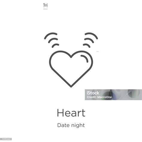 날짜 밤 컬렉션에서 심장 아이콘 벡터입니다 얇은 라인 심장 개요 아이콘 벡터 일러스트 레이 션입니다 웹 사이트 디자인 및 모바일 앱 개발을 위한 개요 얇은 라인 심장 아이콘