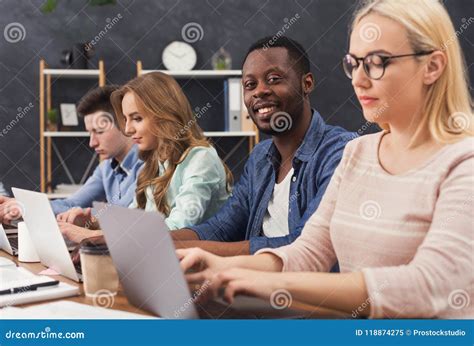 Programmers Working In Software Developing Company Stock Image Image Of Multitasking