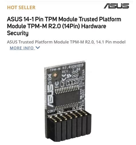 Asus 14 1 Pin Tpm Module Trusted Platform Module Tpm M R2 0 14pin In Hand Uk Eur 29 17