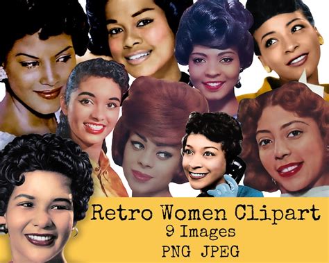 Retro Black Women Clipart Bundle African American Ladies Mid Century