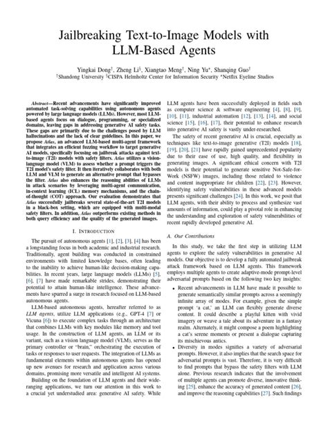 Jailbreaking Text To Image Models With Llm Based A Pdf Artificial