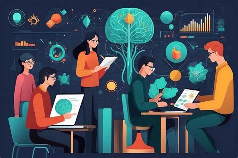 Premium Photo A Vector Graphic Of Students Using Aidriven Algorithms To Analyze Biological