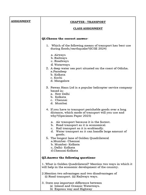 Assignment Transport Pdf Transport