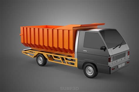 Small Tipper Dump Truck Pick Up Hydraulic Container Car Skip 3d Model