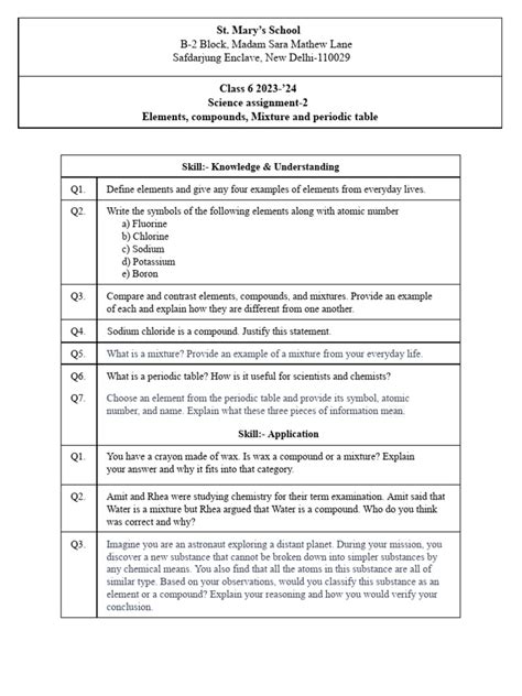 Class 6 Assignment 1 Pdf