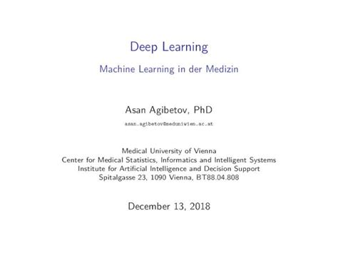 Pdf Deep Learning Machine Learning In Der Medizin · 2018 12 17