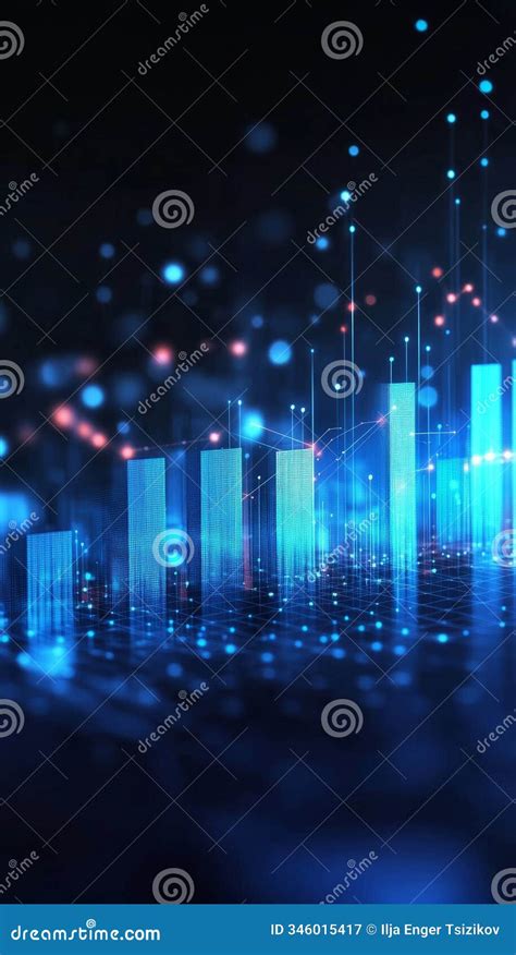 Abstract Blue 3d Chart Growth Analytics Technology Background With