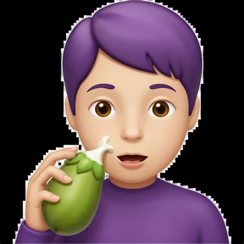 A Face With An Eggplant In Its Mouth With Milk Coming Out Emoji Ai