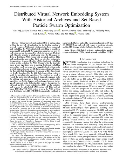 Pdf Distributed Virtual Network Embedding System With Historical