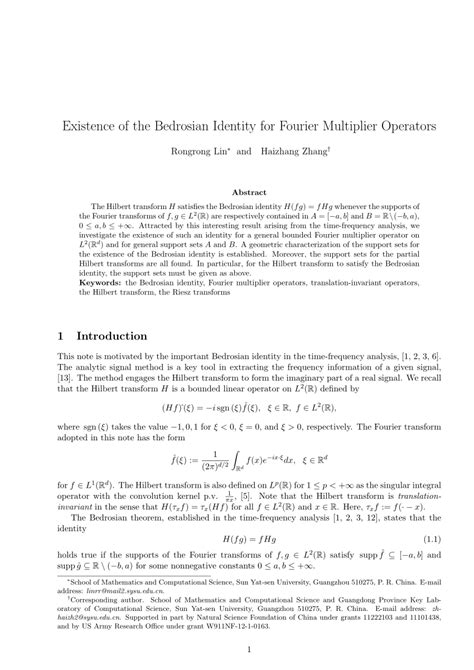 Pdf Existence Of The Bedrosian Identity For Fourier Multiplier Operators